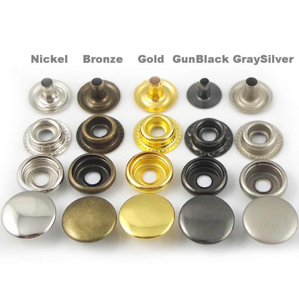 50 Sets 12mm 1/2" Metal Snap Fastener Leather Rapid Rivet Button Sewing ...