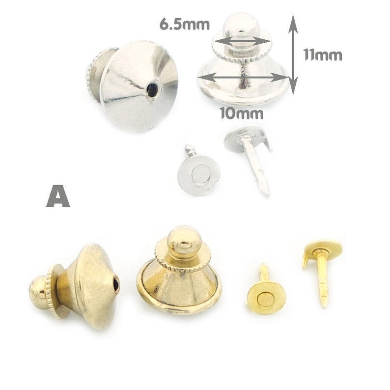 20 Sets Brass Tie Tac Tack Guard Pin Clutch Backs Findings Plated ...