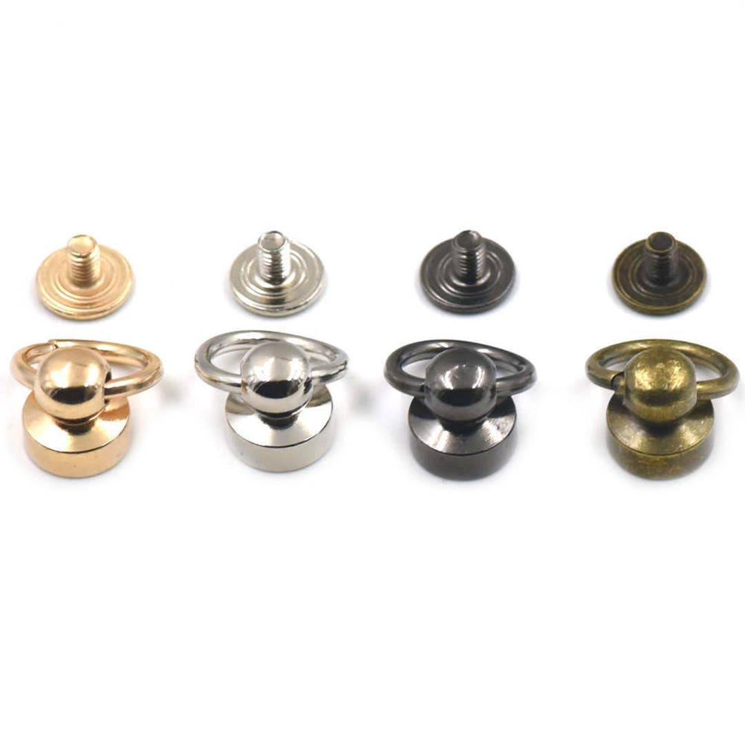 20 Sets Plated Brass Head Button O-ring 3/8" 10mm Stud Screwback With ...