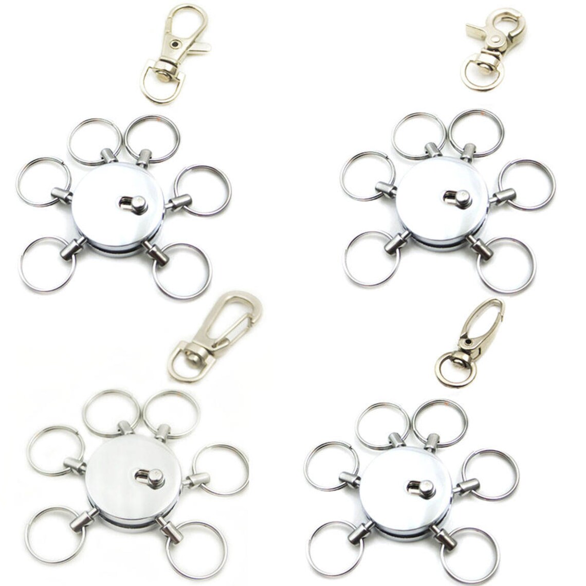 1 Set Hook Swivel Multi Removeable Detatchable Key Ring 5 Keychain Clip ...
