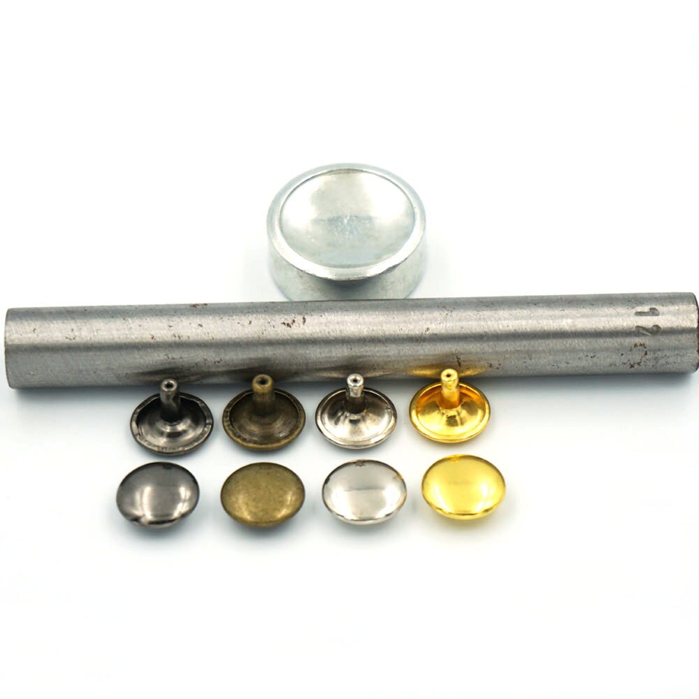 100 Sets 12mm 1/2" Double Round Cap Rivet Stud Leather With Tools C63 ...