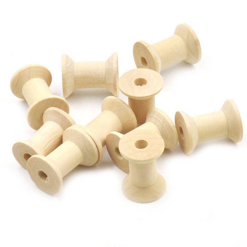 50 Pcs Natural Wood Empty Thread Spools Cylinder Craft Round - Etsy