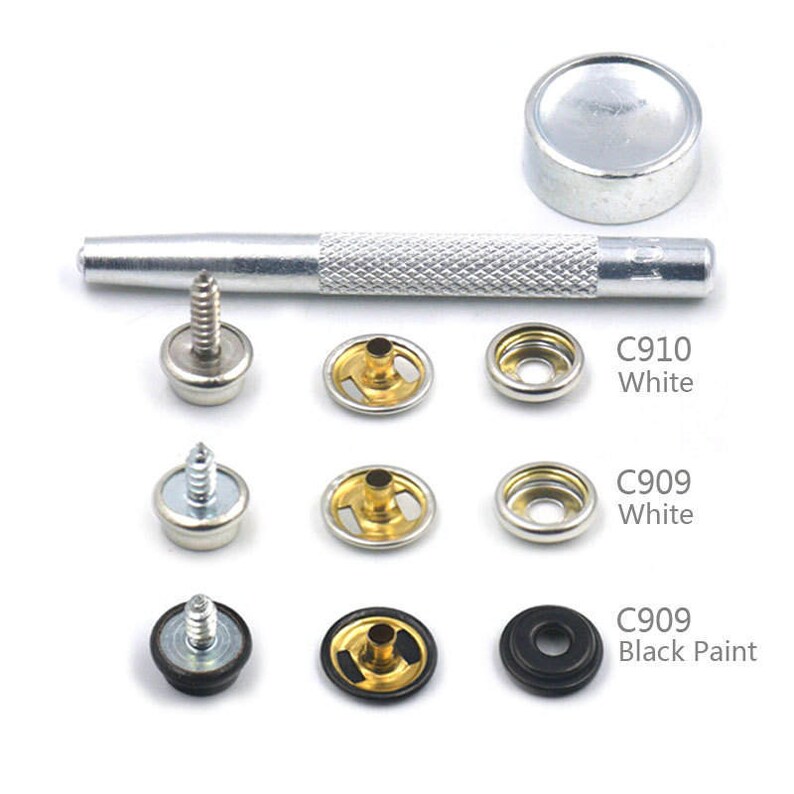 10 Sets Screw Studs & Stainless Caps Sockets Snaps Dot Fasteners ...