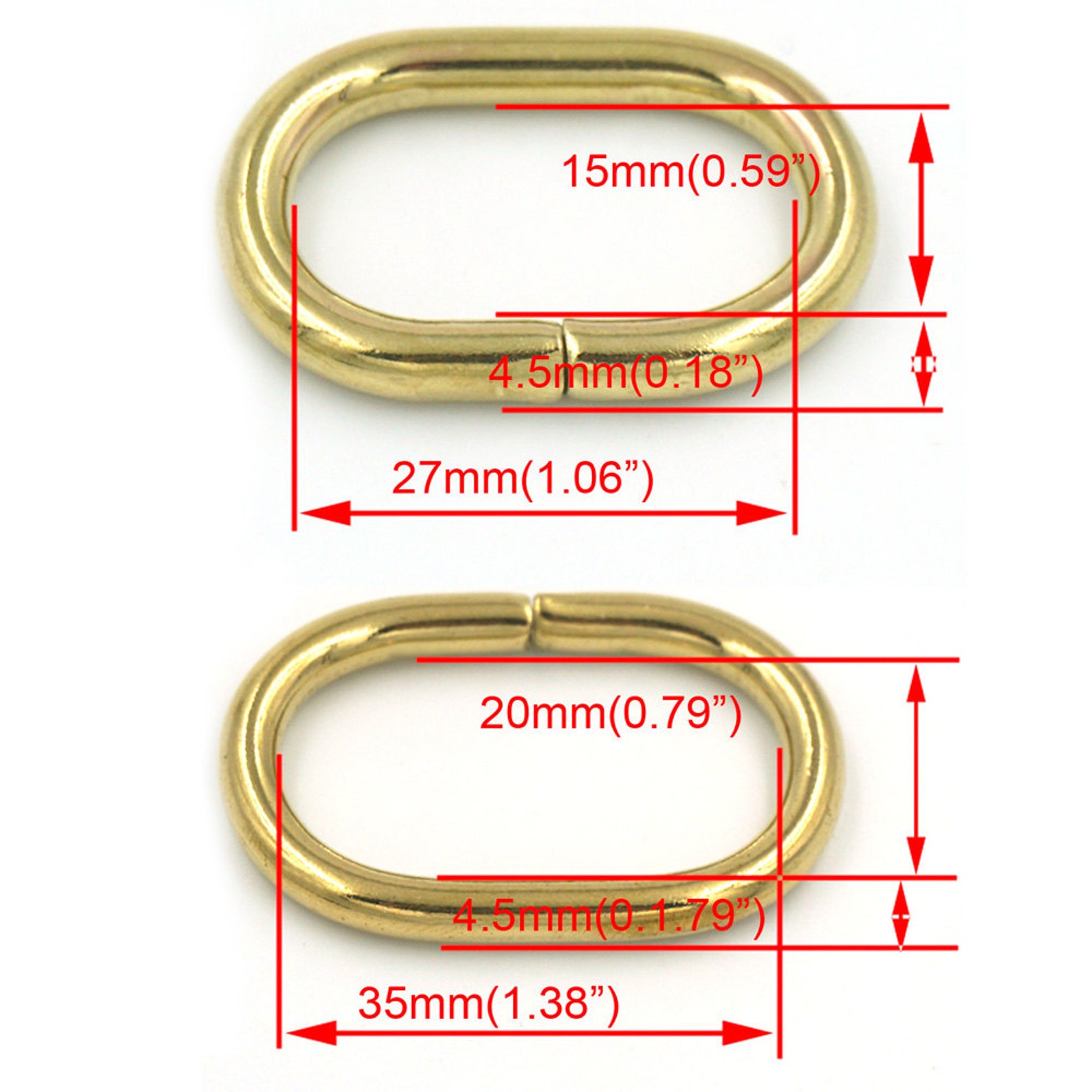 5 10 20 Pcs Solid Brass Loop Oval Ring Rings Leather 4 Purse - Etsy