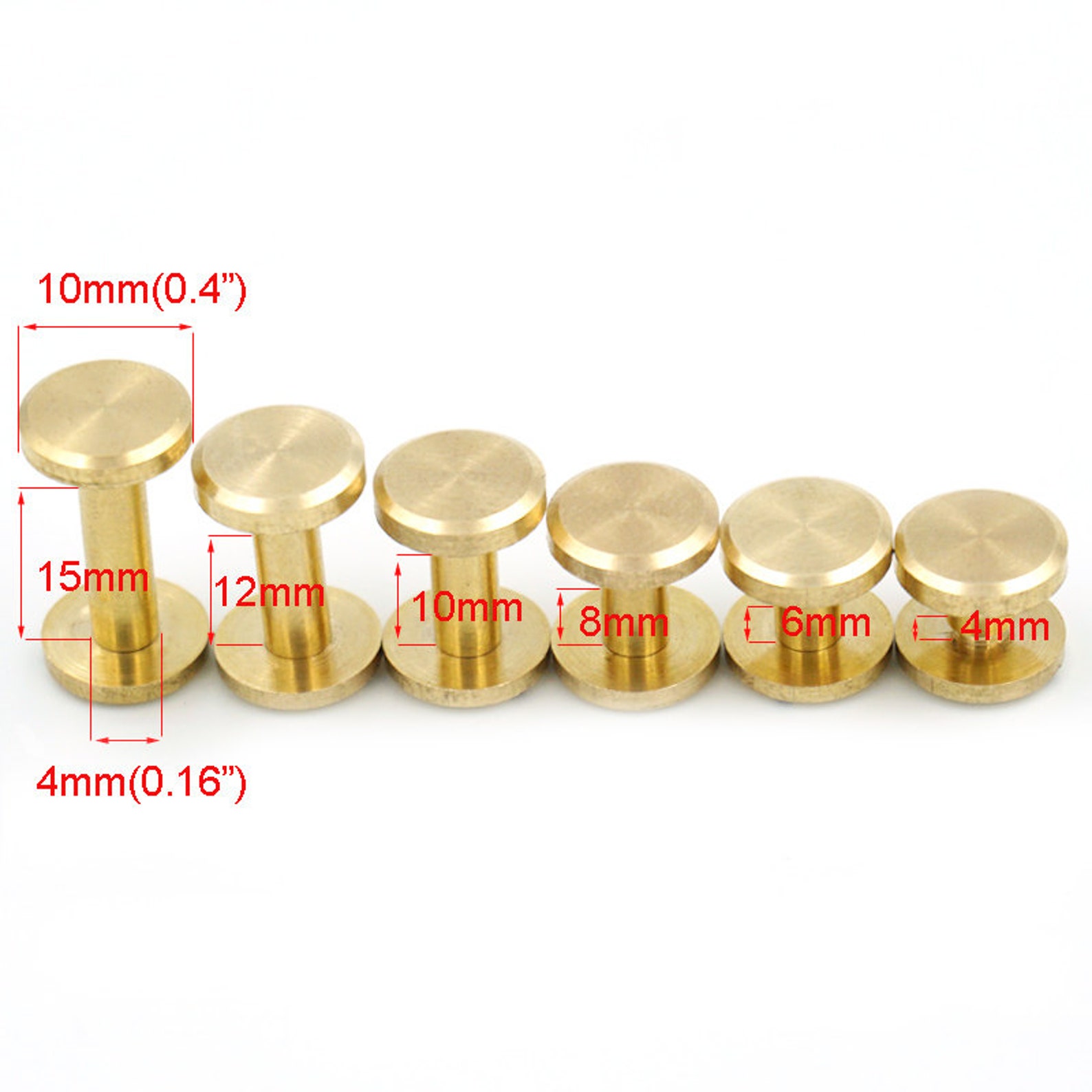 50 Sets Solid Brass Screw Flat Head Button 10mm Stud Nail - Etsy
