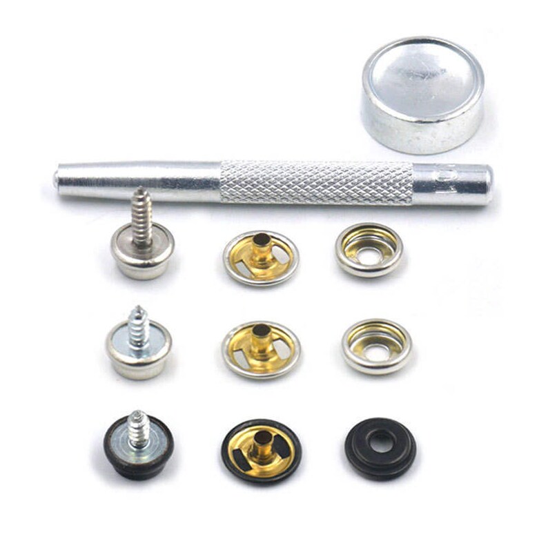 10 Sets Screw Studs & Stainless Caps Sockets Snaps Dot Fasteners ...