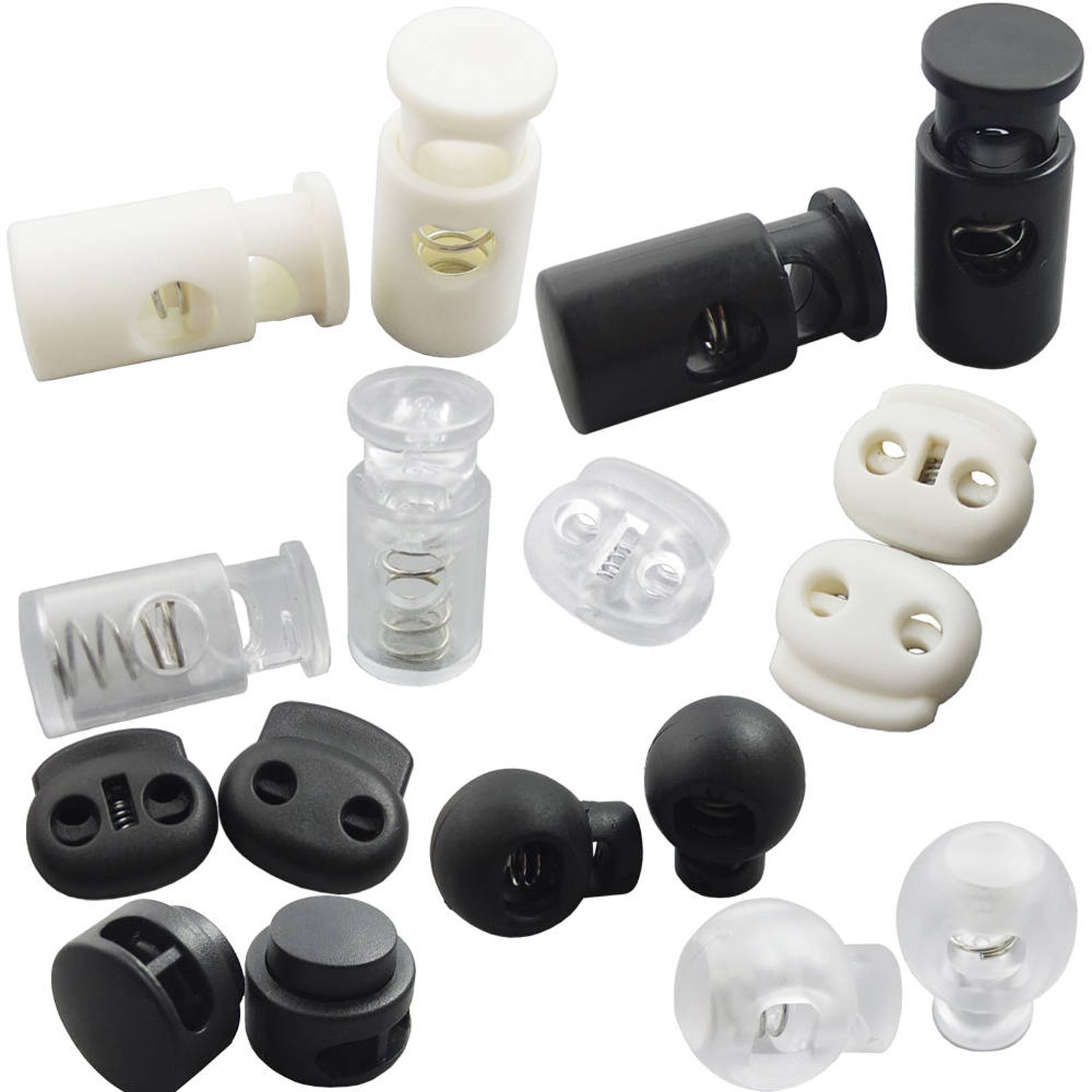 50 Pcs Cord Lock Plastic One Two 1 or 2 Holes Rund Shape Bean - Etsy