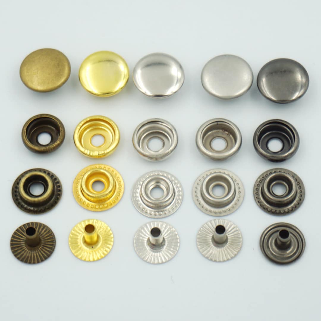 50 Sets 12mm 1/2" Metal Snap Fastener Leather Rapid Rivet Button Sewing ...