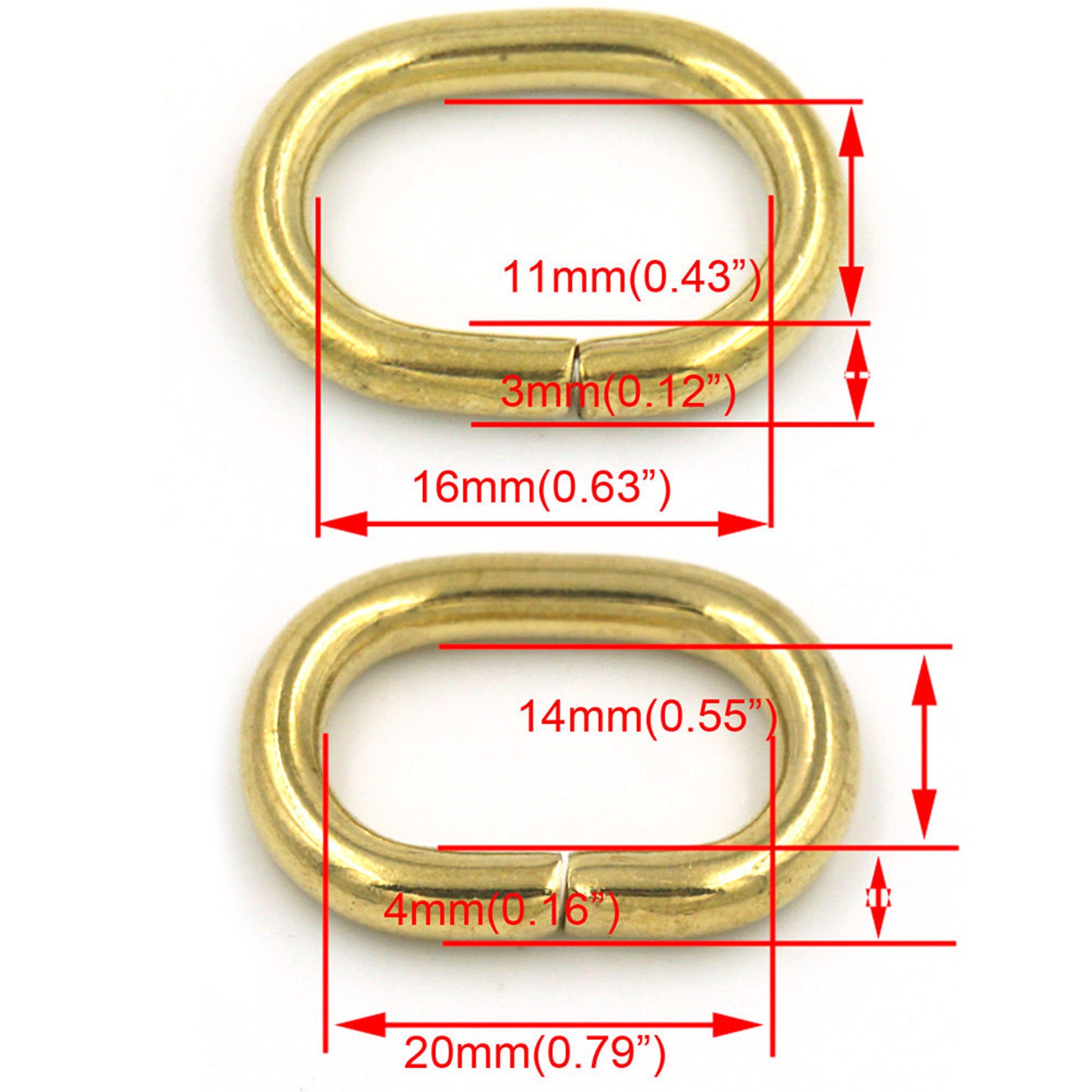 5 10 20 Pcs Solid Brass Loop Oval Ring Rings Leather 4 Purse Bag ...