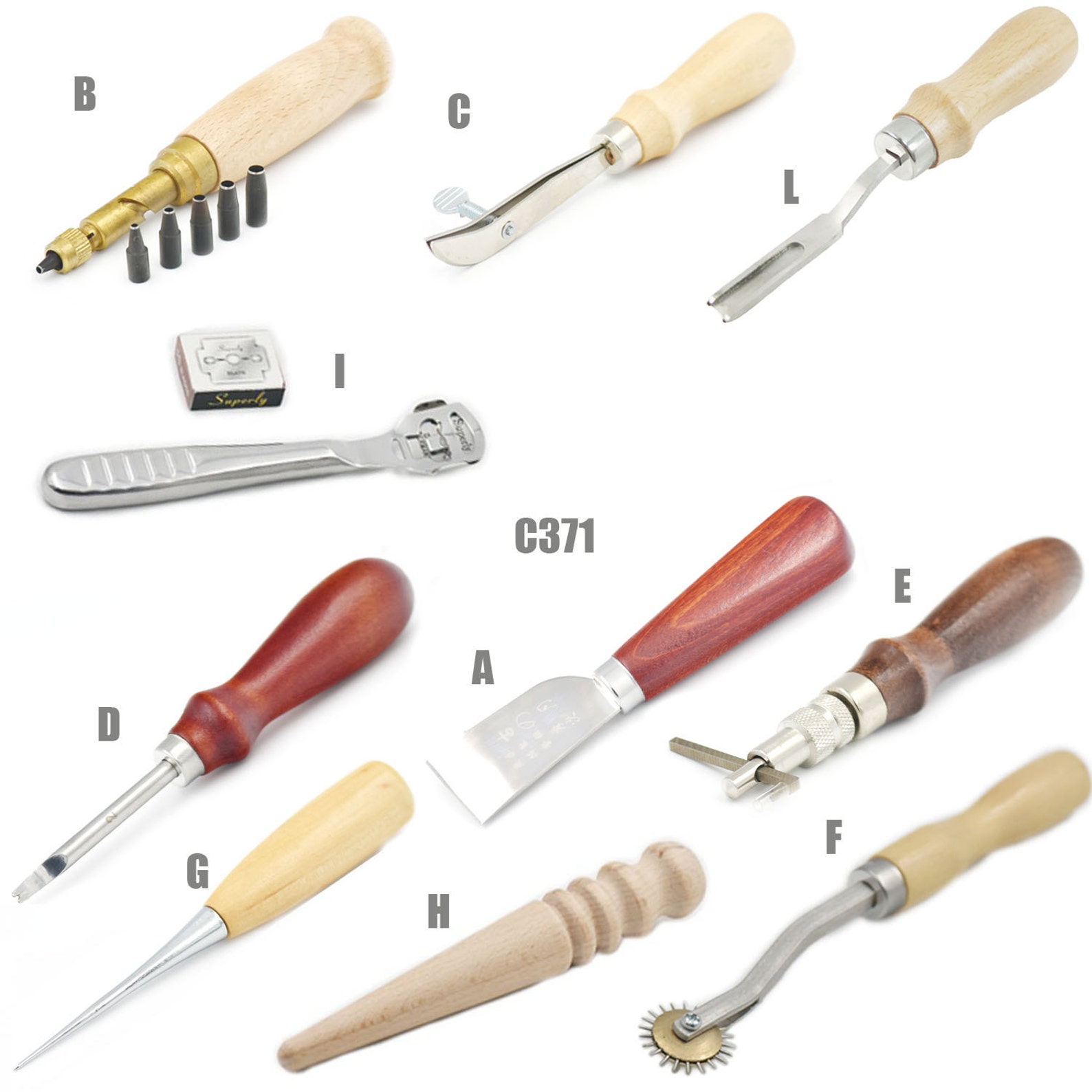 Leather Craft Tools Kit Awl Edge Beveler Creaser Wheel Hand - Etsy Canada