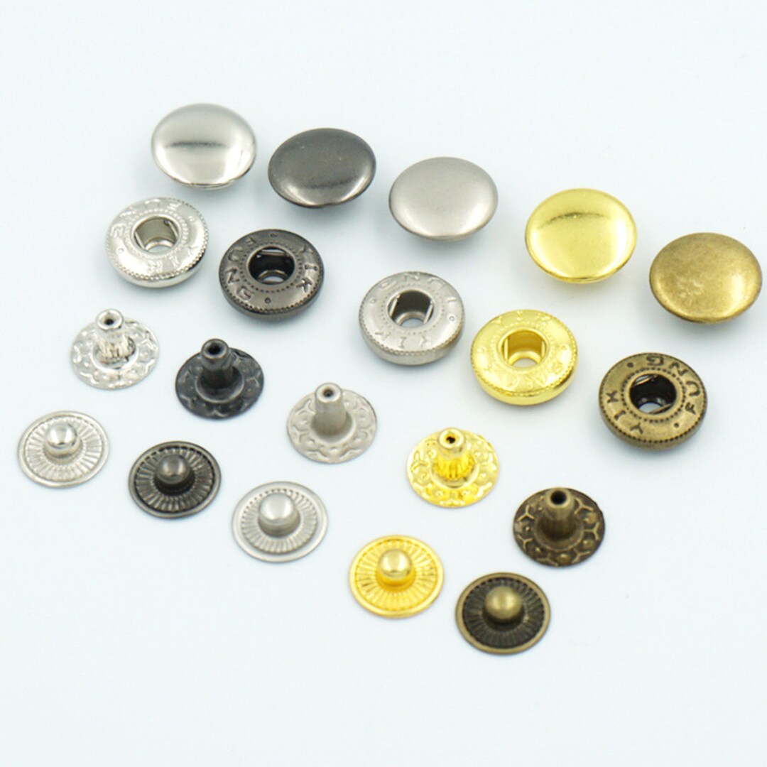 100 Sets 12mm 1/2" Metal Snap Fastener Leather Rapid Rivet Button ...