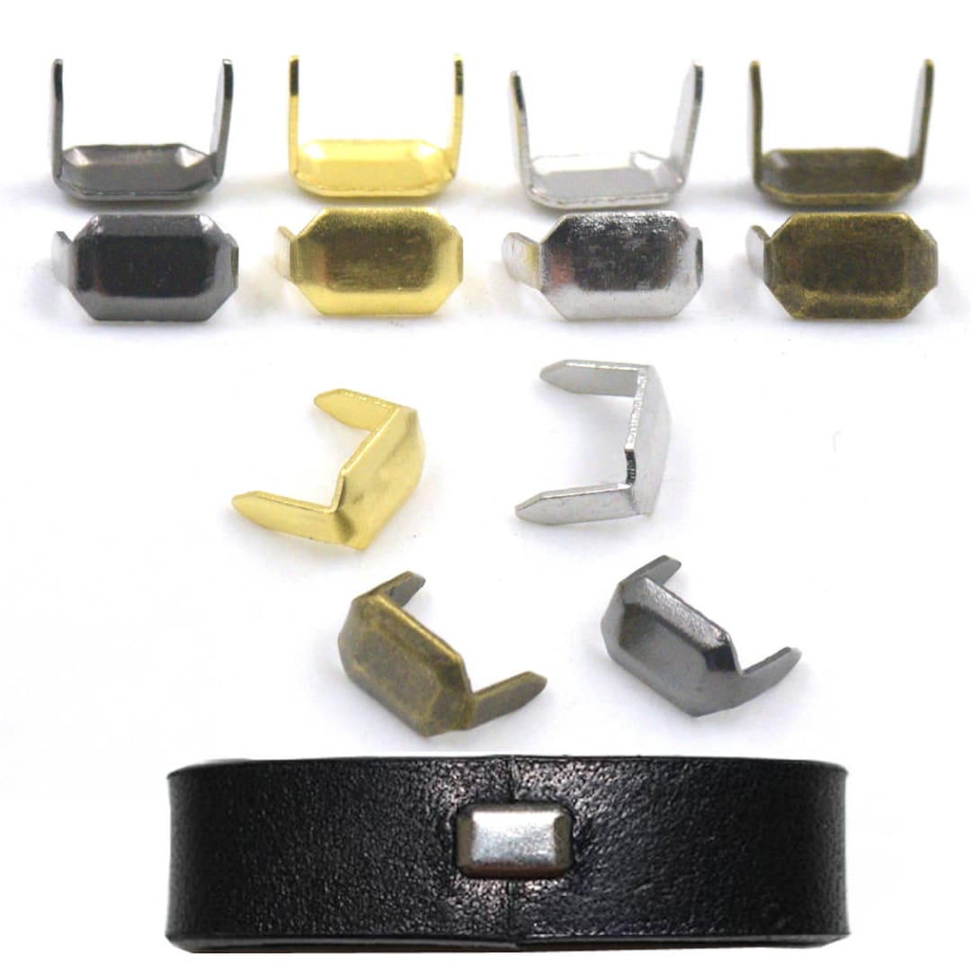 20 50 100 200 500 Pcs Brass Staple 8mm Leather Belt Loops Fastener ...