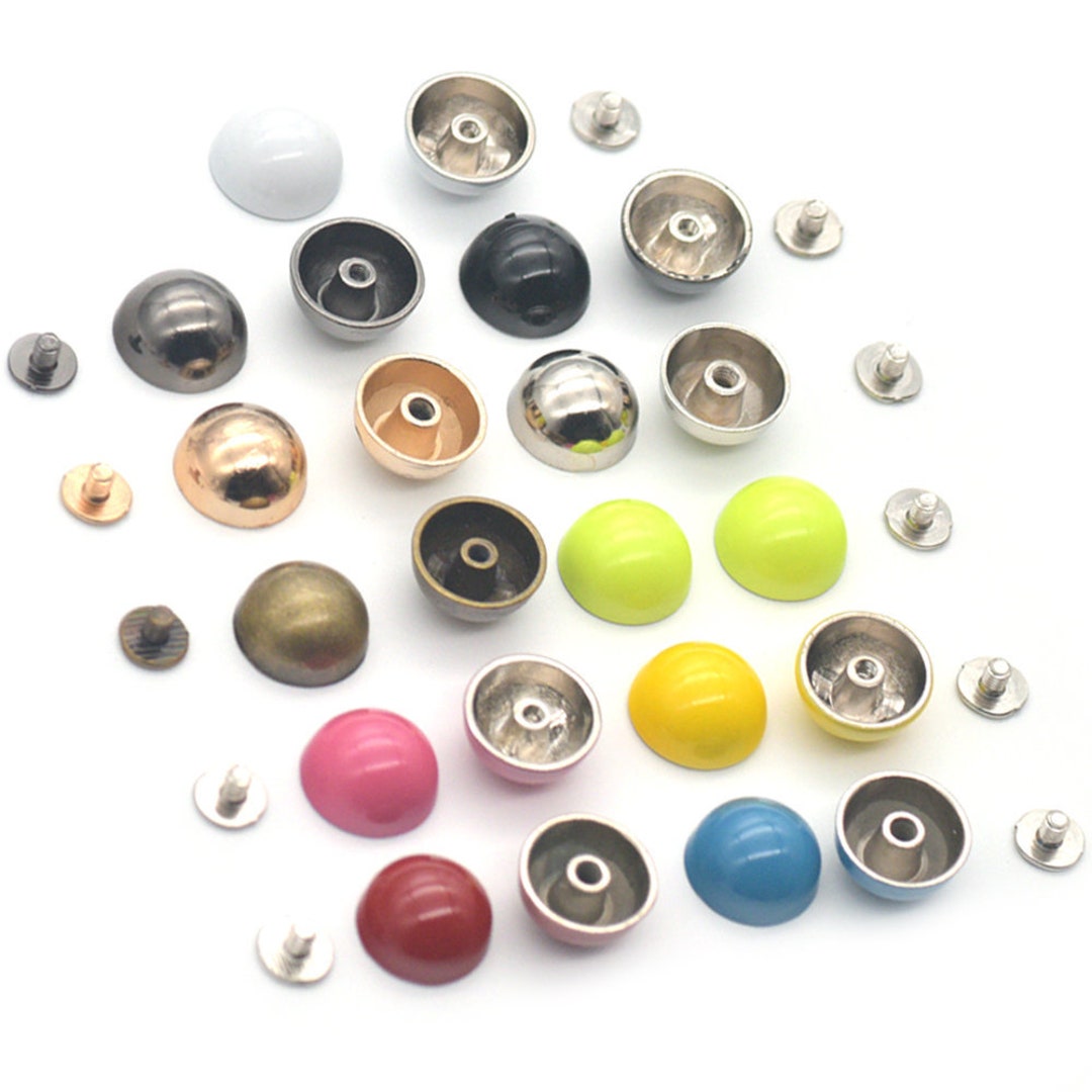 12/25/60/100 Sets Alloy Round Mushroom Rivets Studs Buttons Screw Back ...
