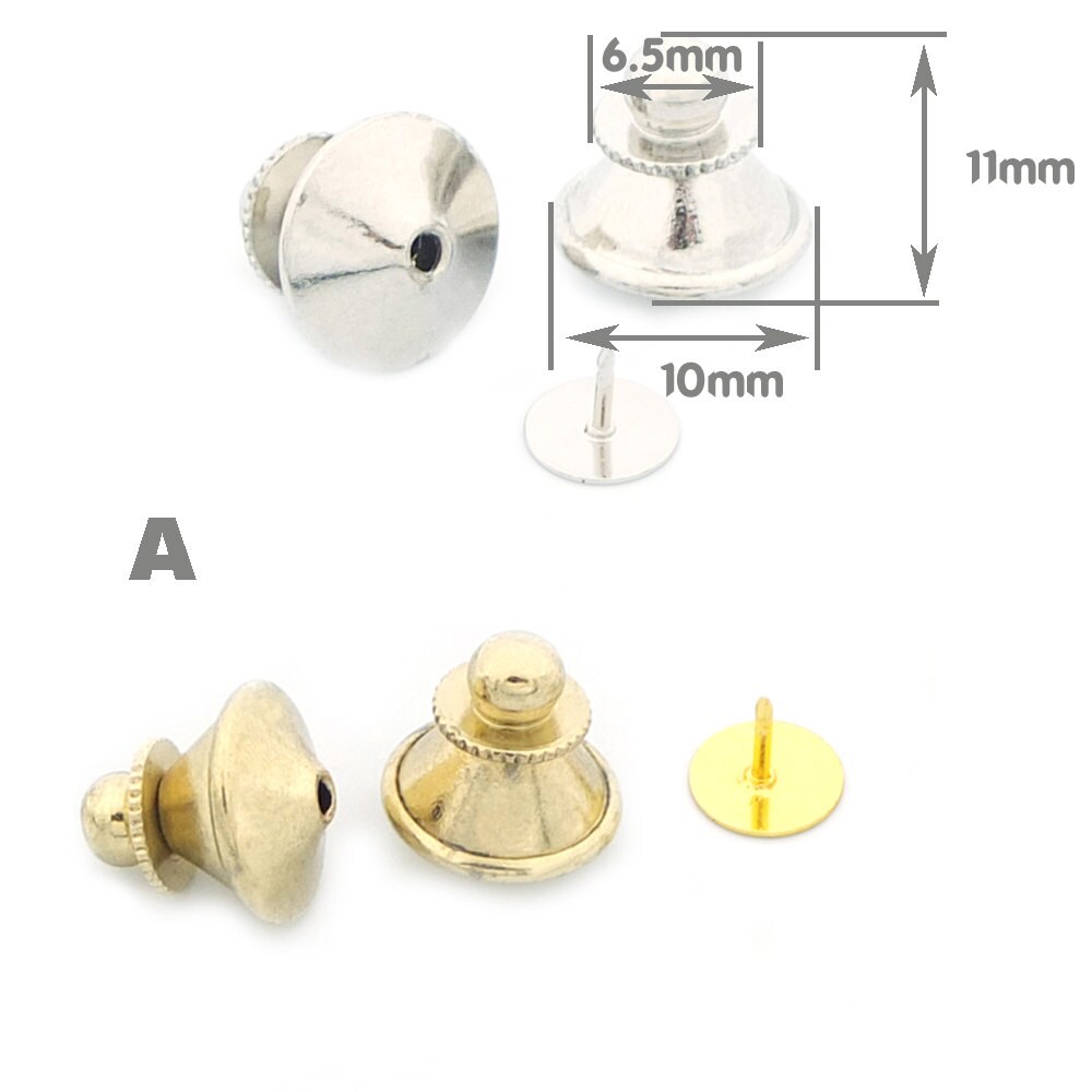 20 Sets Brass Tie Tac Tack Guard Pin Clutch Backs Findings Plated ...
