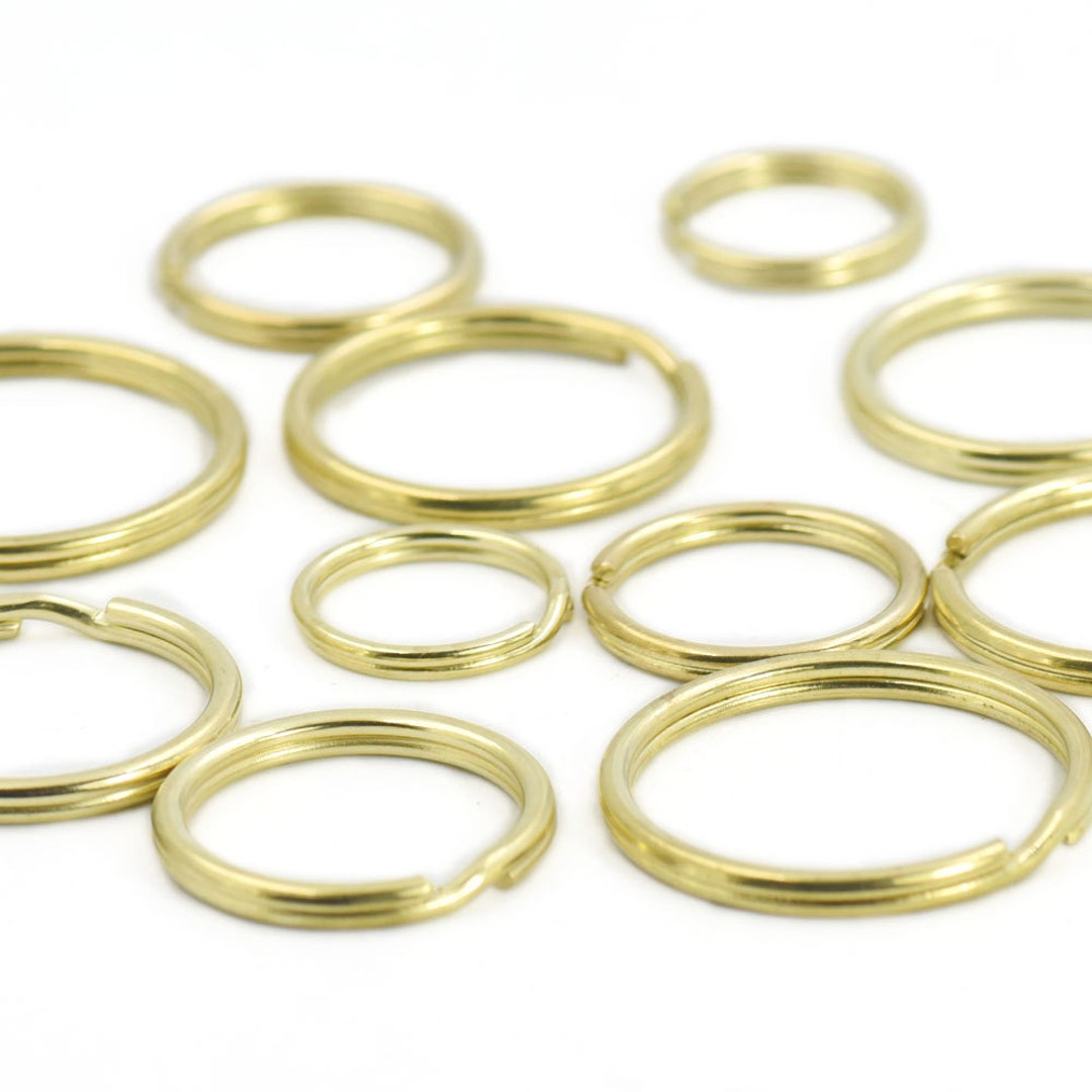 10 Pcs Brass Keyring Keychain Split Ring Clip Key 20mm 25mm 30mm 32mm ...