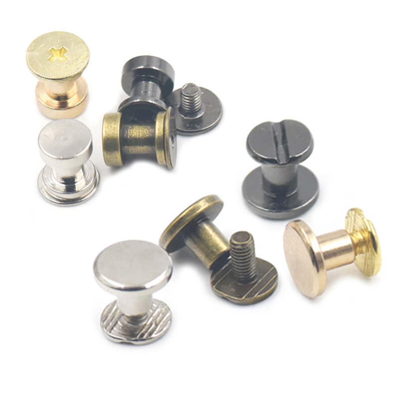 20 Sets Brass Button Chicago Rivets Studs Screw Screwback | Etsy