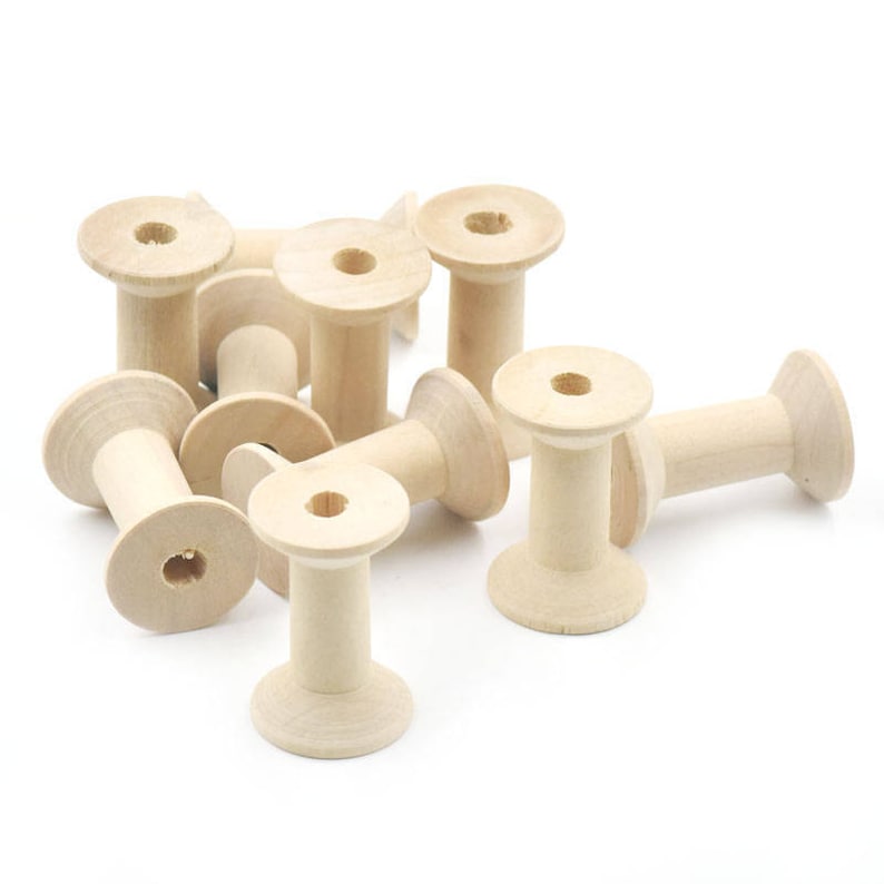 50 Pcs Natural Wood Empty Thread Spools Cylinder Craft Round - Etsy