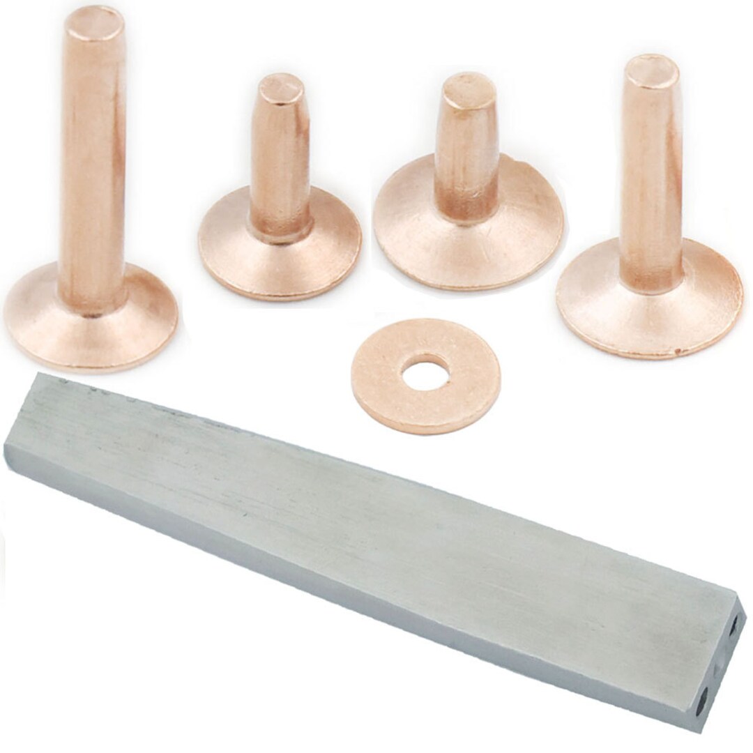 10 Sets Solid Copper Rivets Burrs With 304 Tools Fasteners Permanent ...