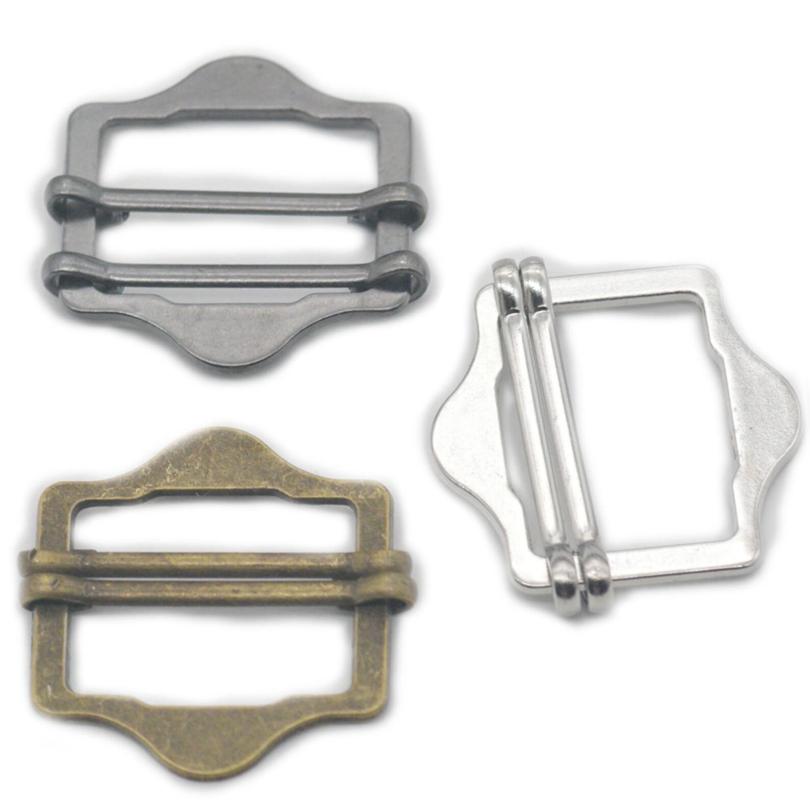 10/20/50/100 Pcs Metal 24mm Sliding Double Bar Roller Adjuster Buckle ...