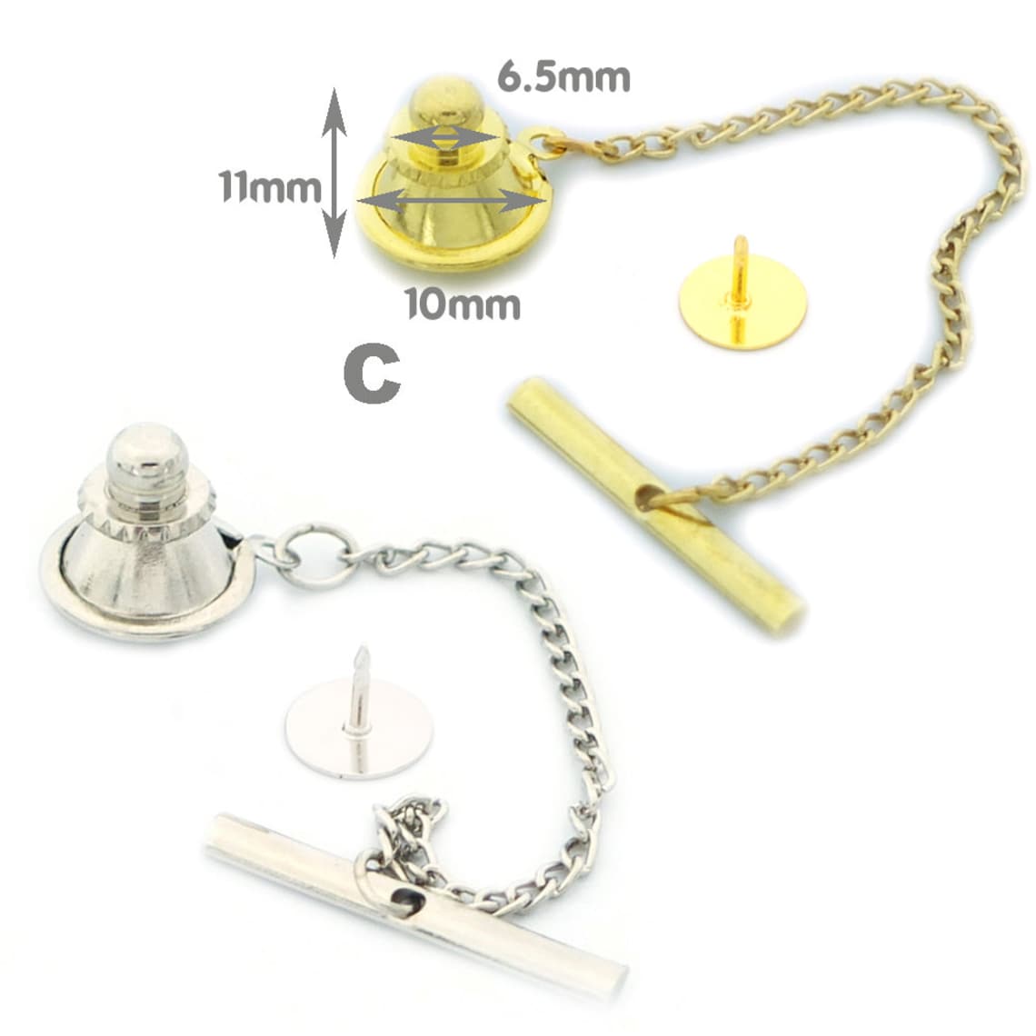 20 Sets Brass Tie Tac Tack Guard Pin Clutch Backs Findings Plated ...