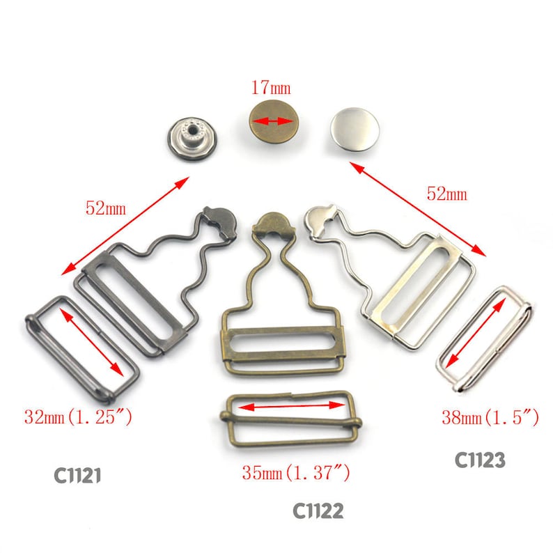 2/5/10 Sets 32mm 35mm 38mm Dungaree Buckles Fastener Clip Brace ...