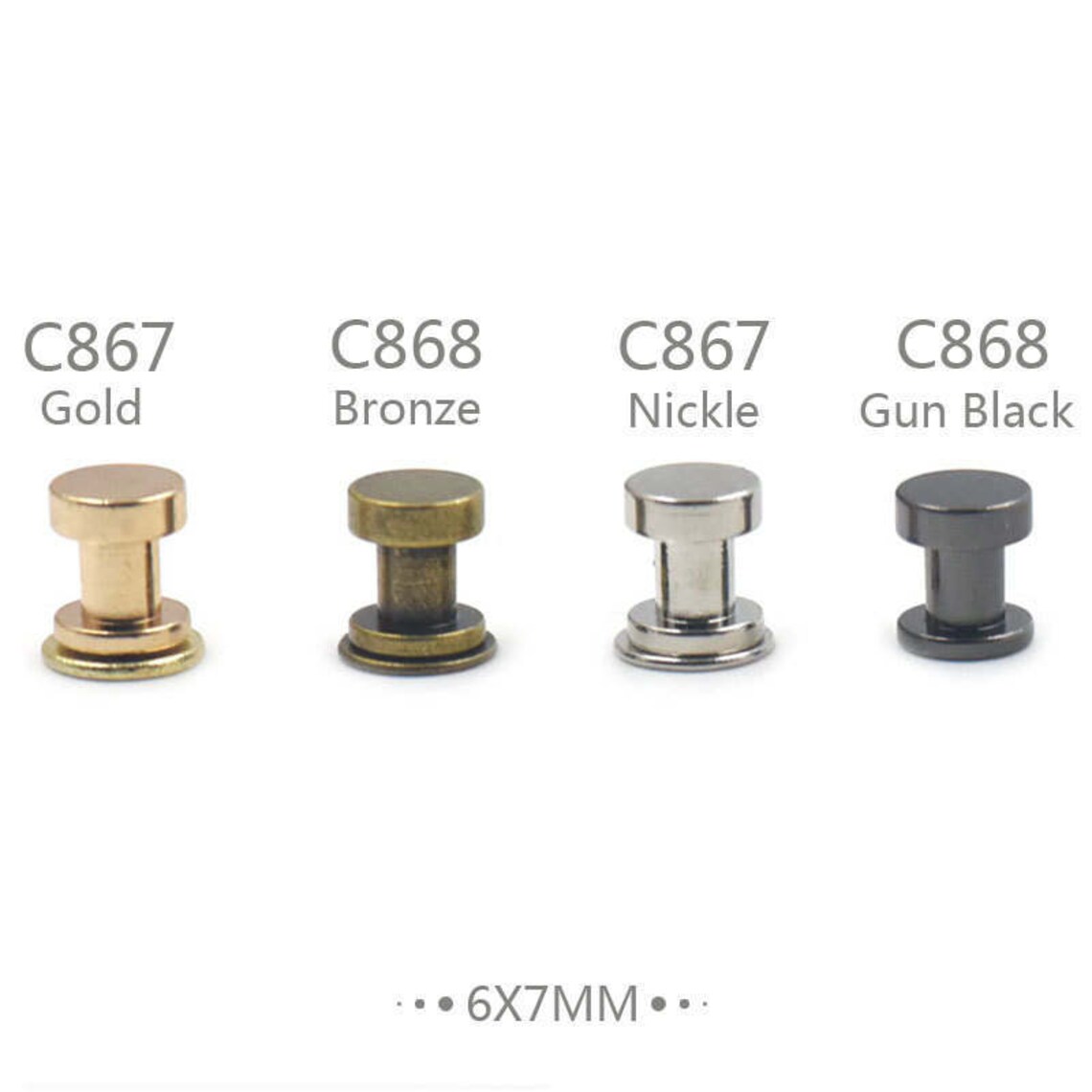 20 Sets Brass Button Chicago Rivets Studs Screw Screwback | Etsy