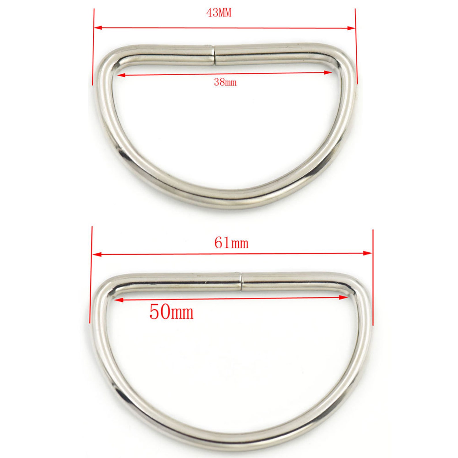 50 Pcs Non Welded Dee Rings Webbing D Buckle Bag 10mm 12mm | Etsy