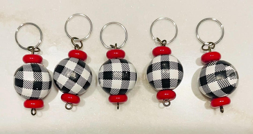 Black Buffalo Plaid Stitch Markers/progress Keeper - Etsy