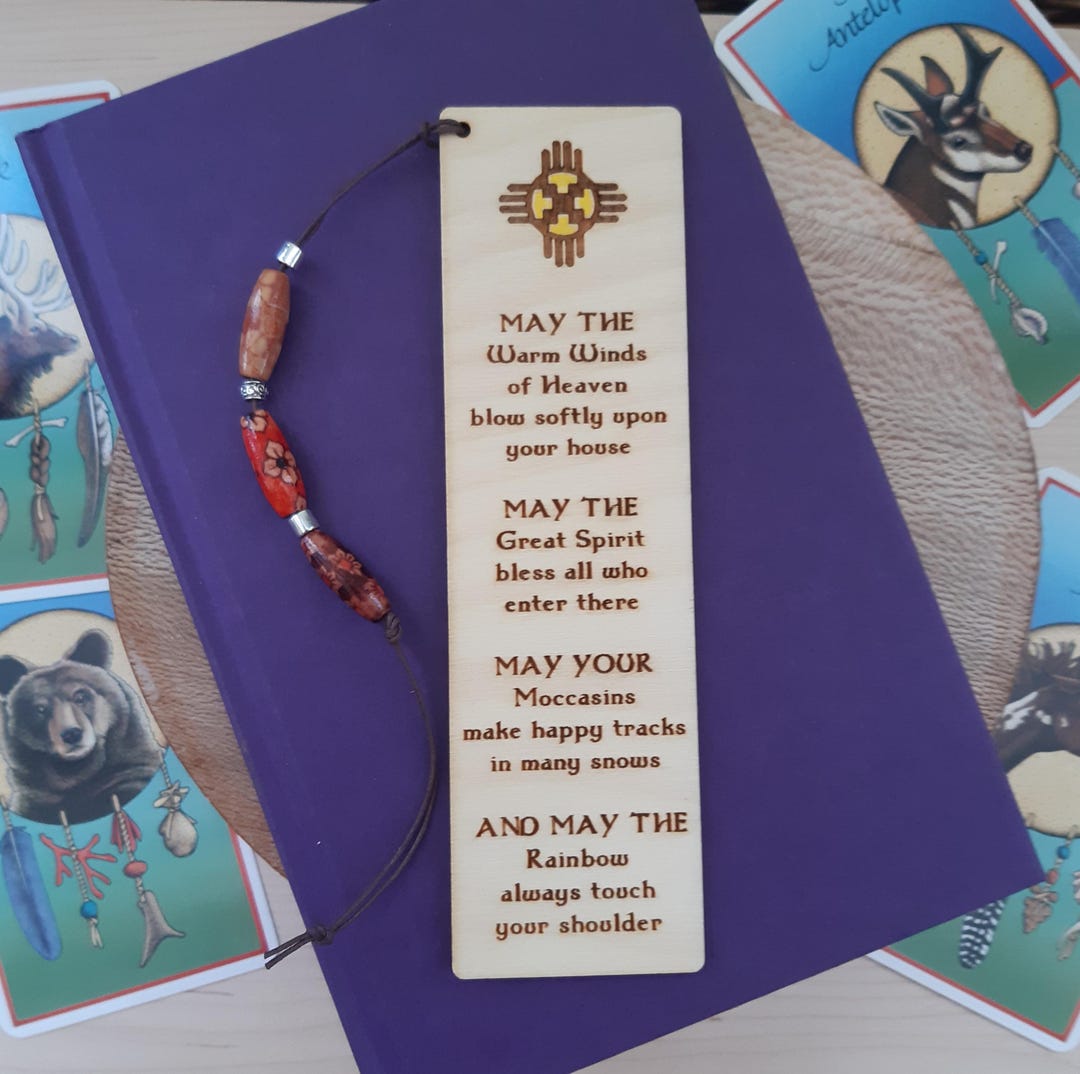 Native American Inspired Bookmark, Wooden Bookmark Prayer Blessing ...