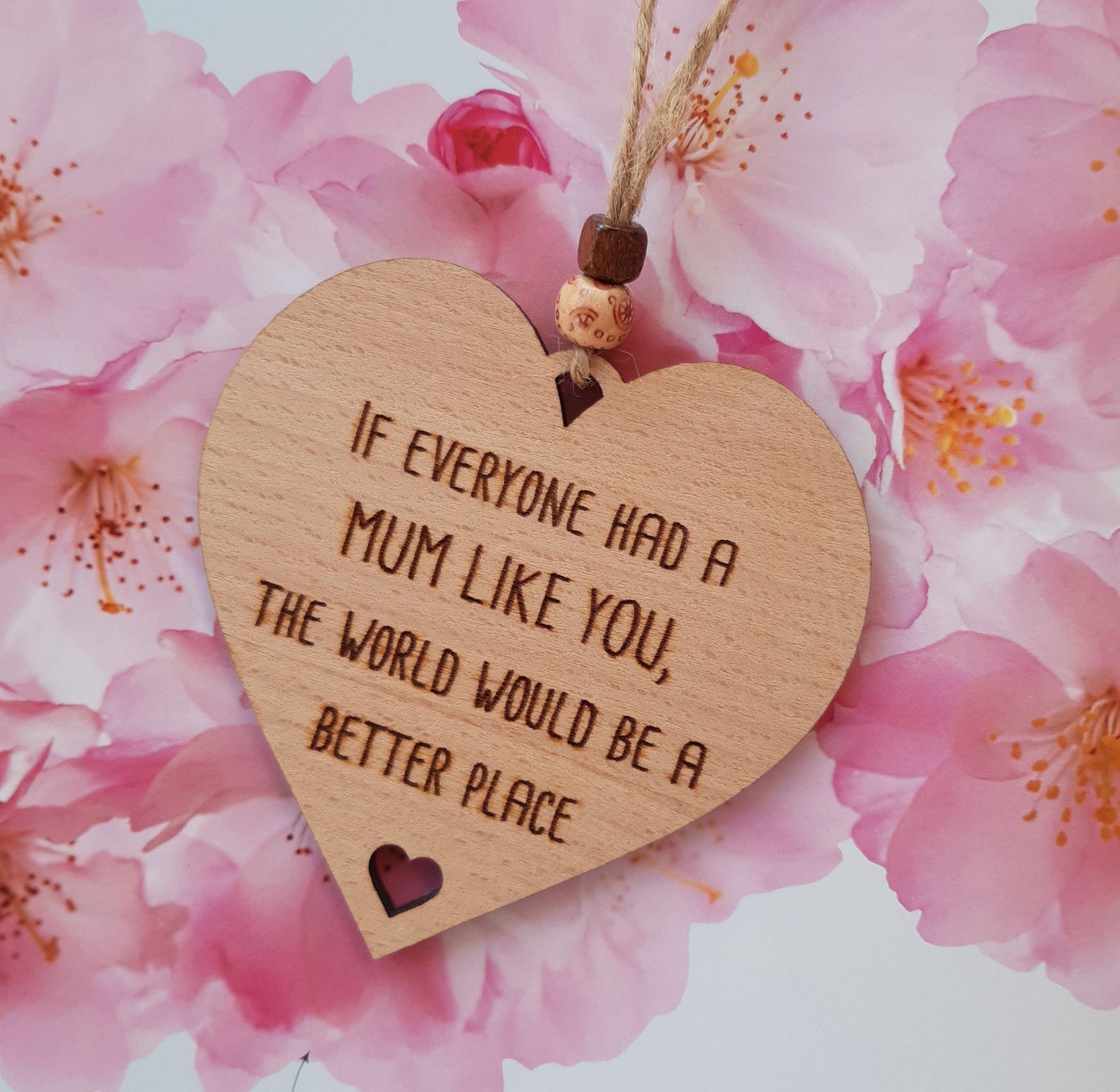 GIFT FOR MUM Mother's Day Present, Wooden Heart Plaque, Thanks Mum ...