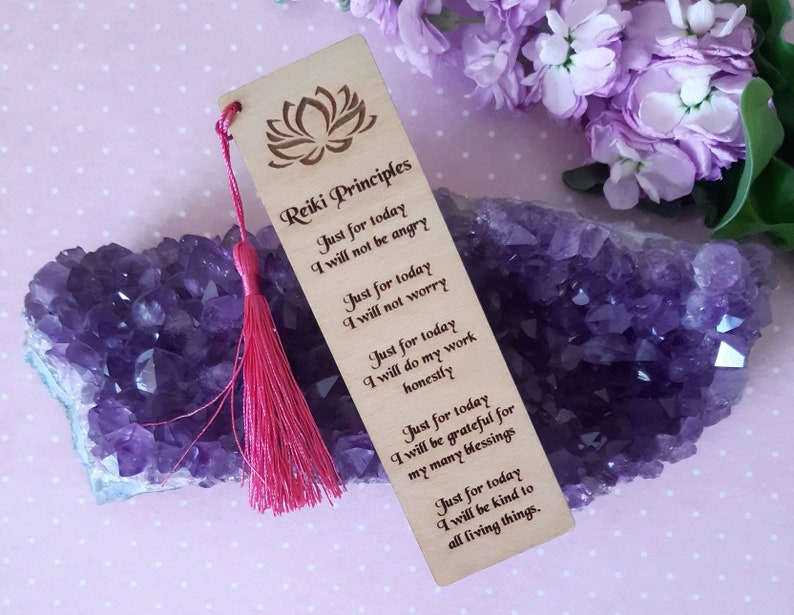 REIKI 5 Principles Wooden Bookmark Reiki Verse Bookmark Just - Etsy UK