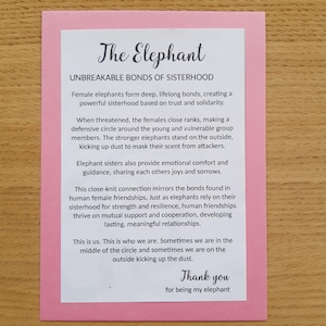 Gift for Friend Unbreakable Bond of Sisterhood, Elephant Sisterhood ...