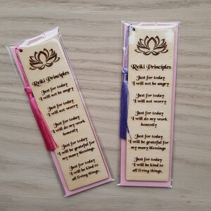REIKI 5 Principles Wooden Bookmark, Reiki Verse Bookmark, Just for ...