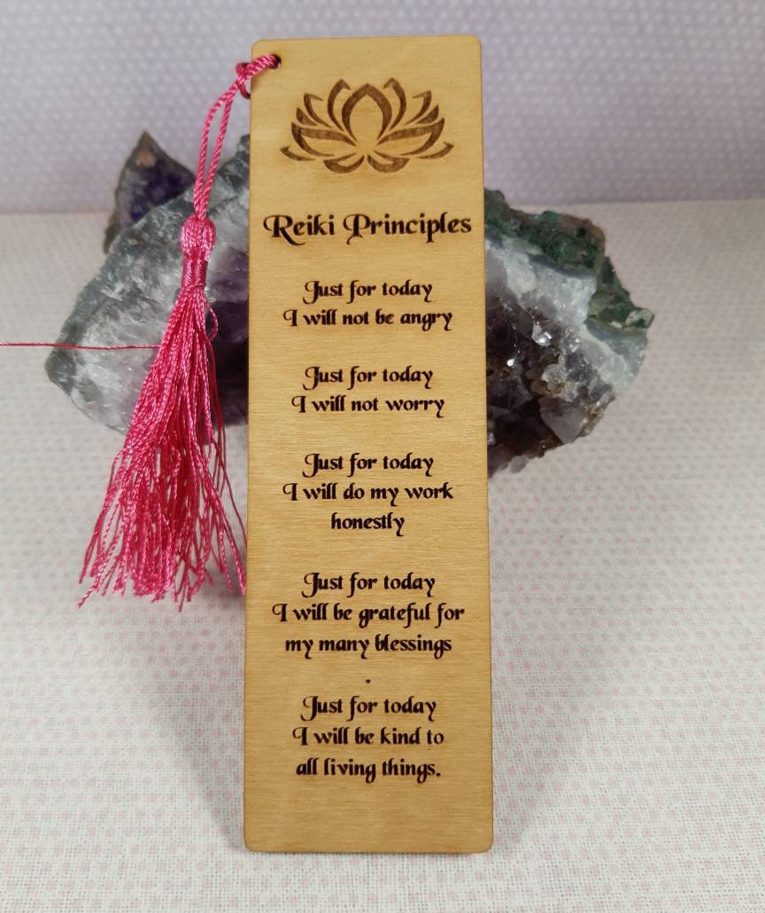 REIKI 5 Principles Wooden Bookmark Reiki Verse Bookmark Just - Etsy UK