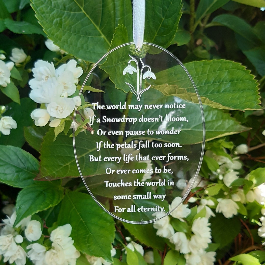 SNOWDROP Miscarriage Baby Loss Keepsake, Infant Loss Gift, Engraved ...