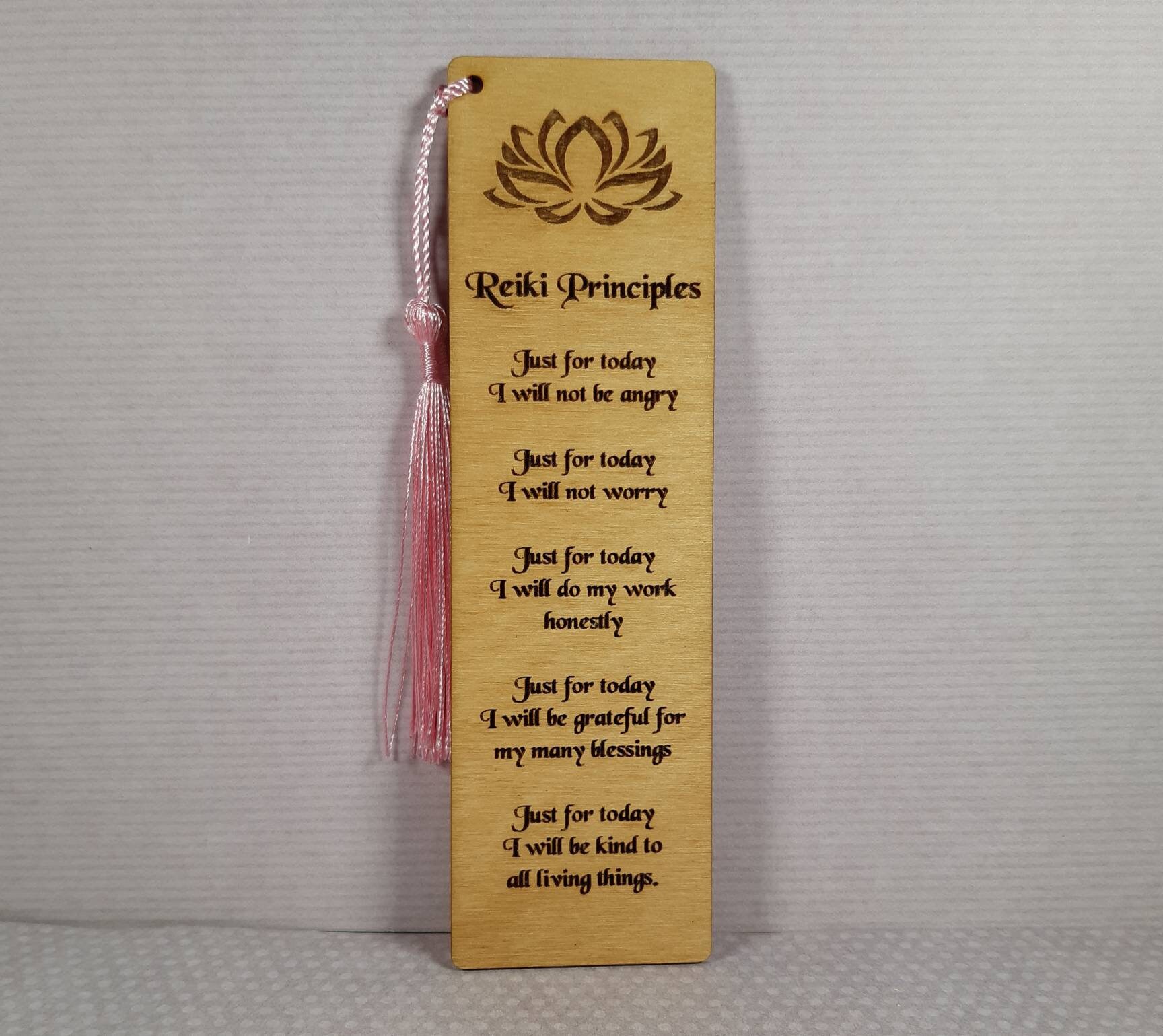 REIKI 5 Principles Wooden Bookmark Reiki Verse Bookmark Just | Etsy