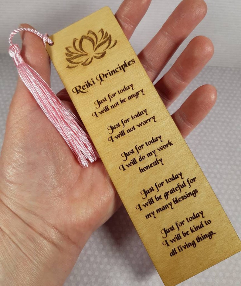 REIKI 5 Principles Wooden Bookmark Reiki Verse Bookmark Just - Etsy UK