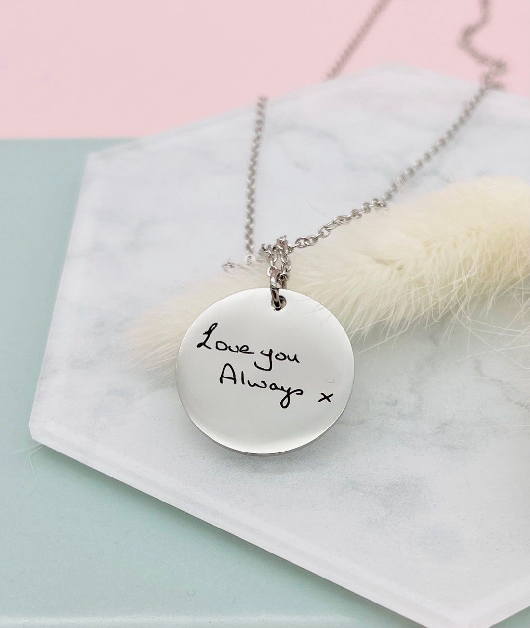Handwriting Engraved Necklace, Handwriting Necklace, Handwriting ...