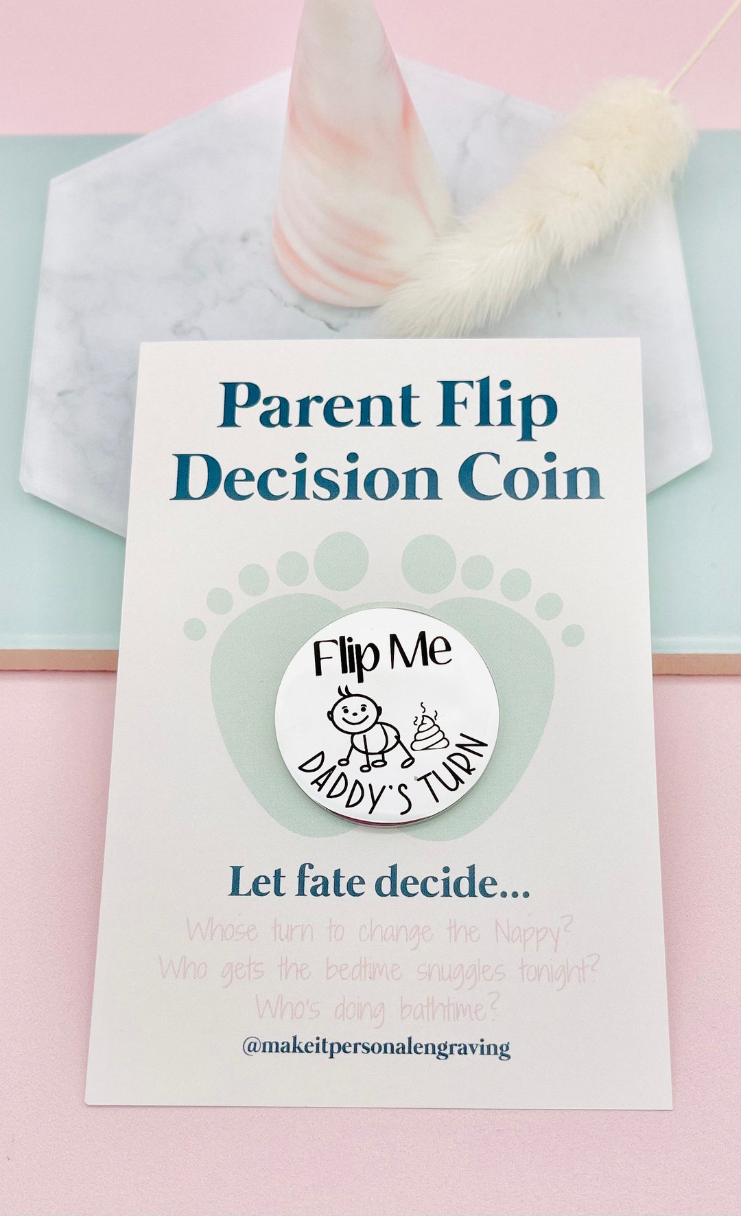 Parent Flip Decision Coin, Baby Shower Gift, New Parent Gift, New Mummy ...