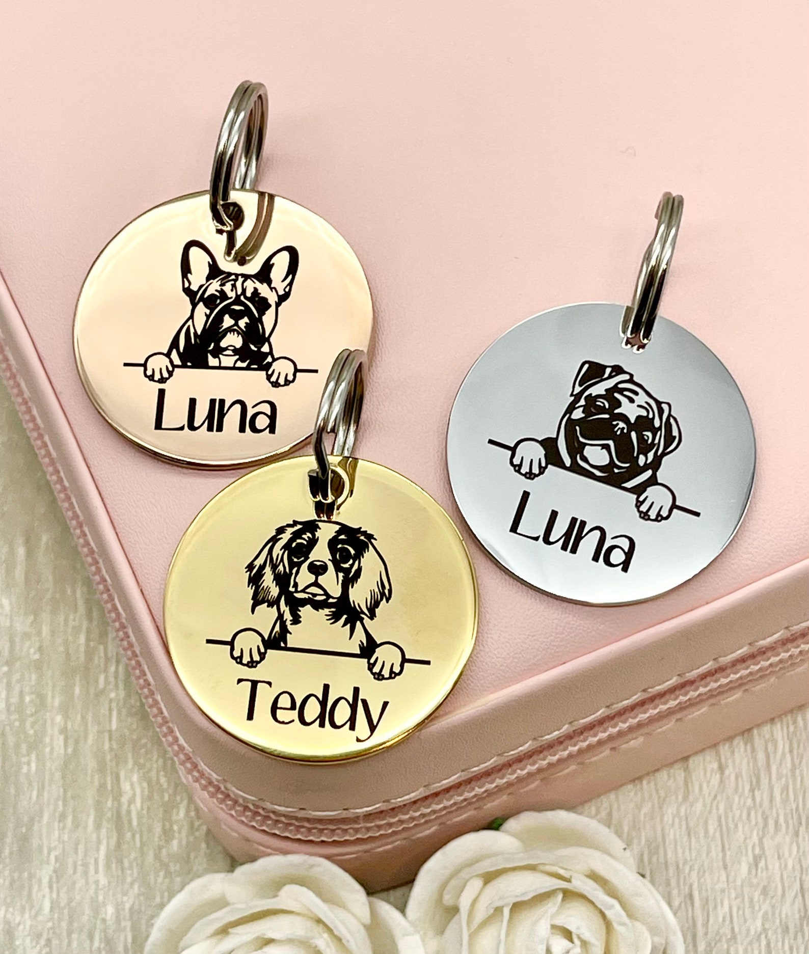 Dog Tag Name Tag Pet ID Dog Name Disc Engraved Stainless - Etsy UK