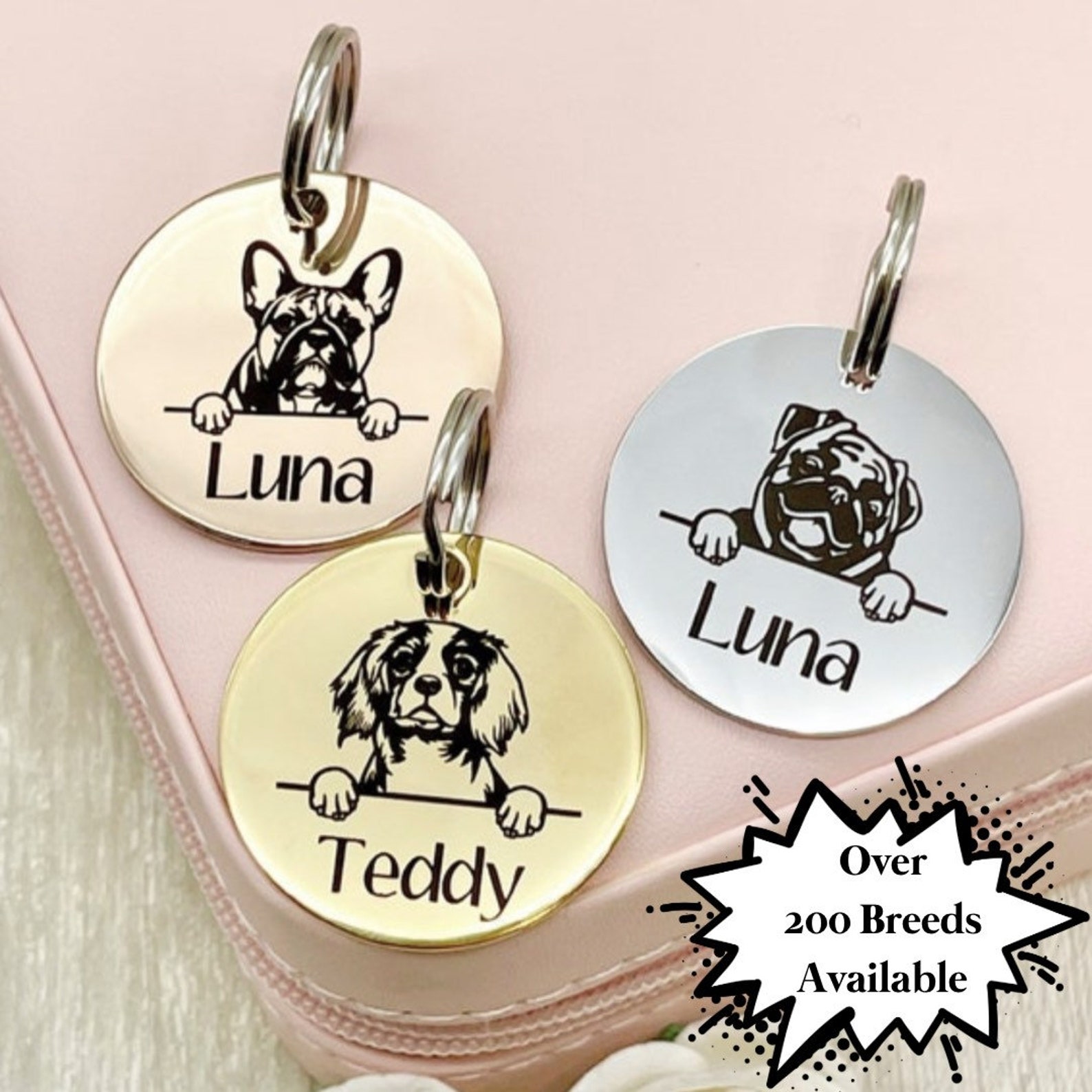 Dog Tag Name Tag Pet ID Dog Name Disc Engraved Stainless - Etsy UK