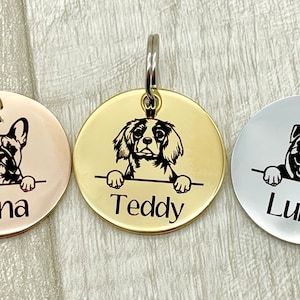 Dog Tag, Name Tag, Pet ID, Dog Name Disc, Engraved Stainless Steel ...