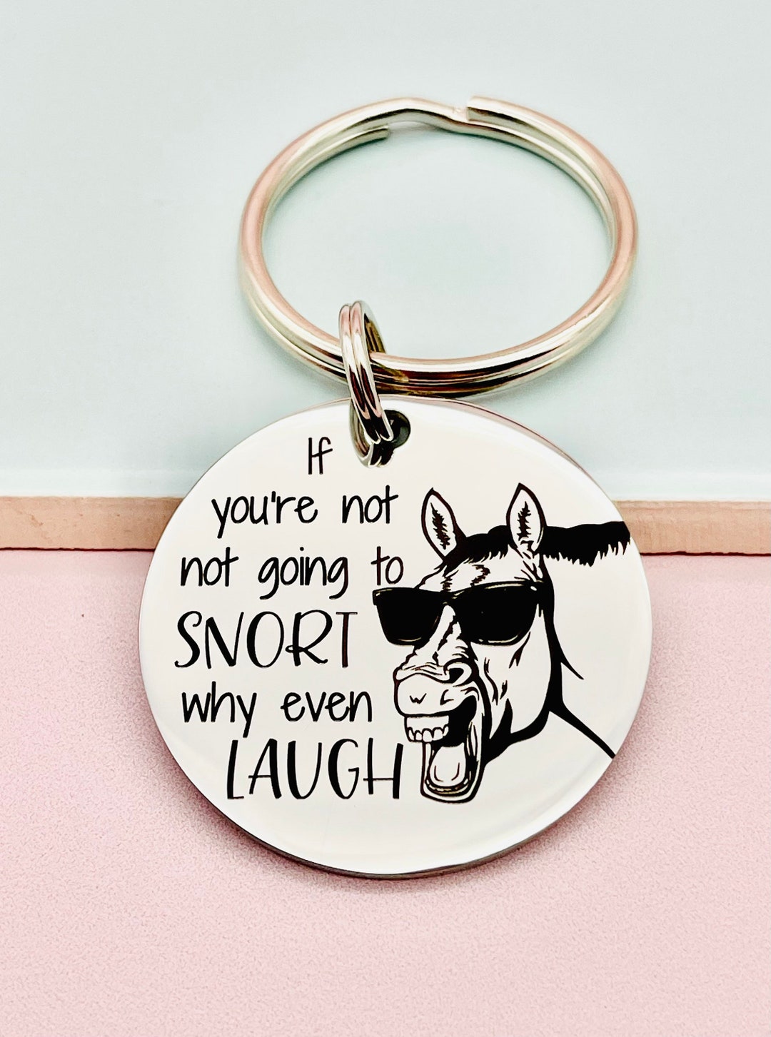 Snort Laugh Funny Horse Keyring, Horse Gift, Horse Lover, Equestrian ...