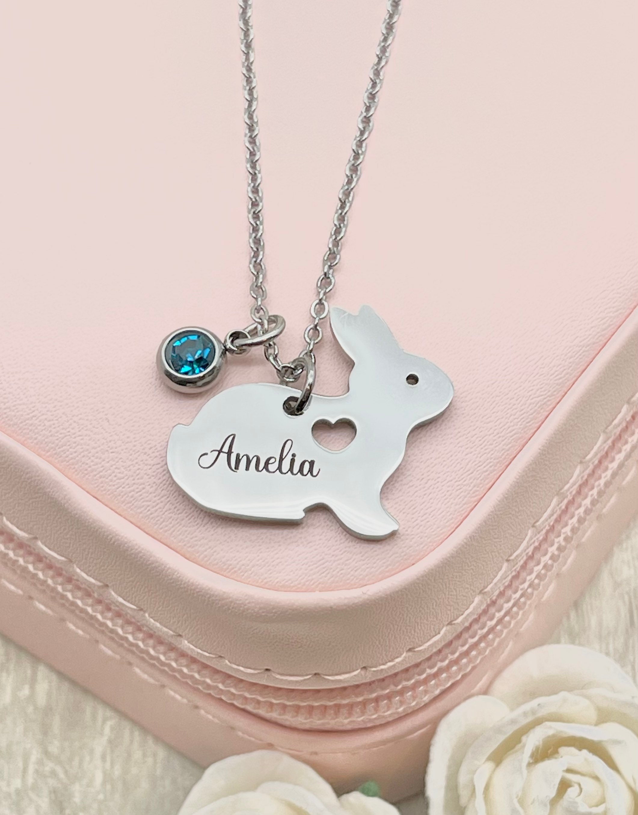 Rabbit Necklace Personalised Bunny Necklace Rabbit Gift | Etsy