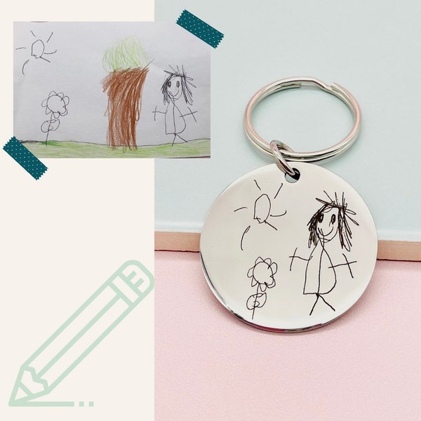 Kids Drawing Keychain - Etsy