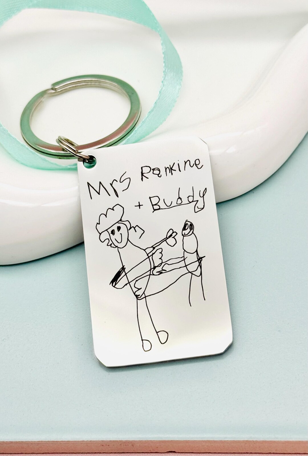 Teachers Gift, Custom Kids Drawing Keyring, Children’s Drawing, Teacher ...
