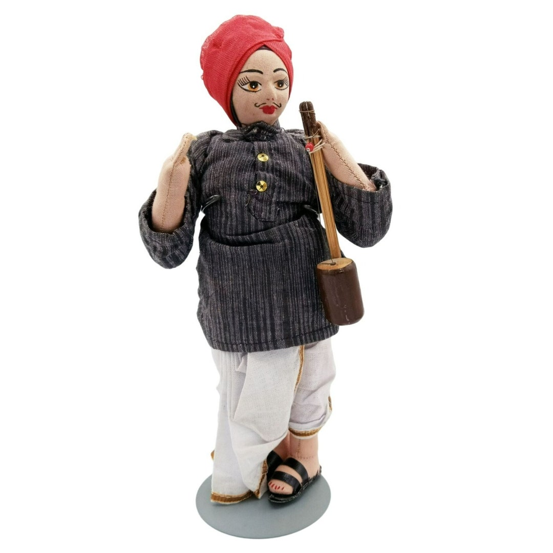 Doll Musical Instrument 9.5 Vintage Dolki Tuntuna India Christa Seva ...