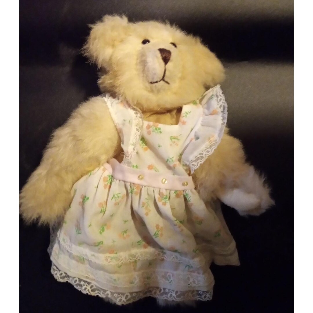 Artist Teddy Bear Bonner Plush Floral Dress Jointed Ohio Vintage 1986 ...