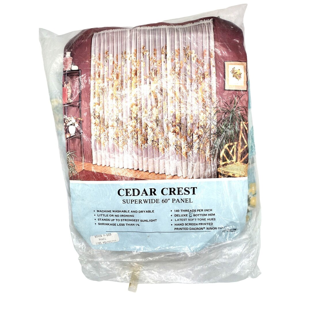 Cedar Crest Dacron 60 in Panel Curtain Floral Sheer Hand Screen Printed ...