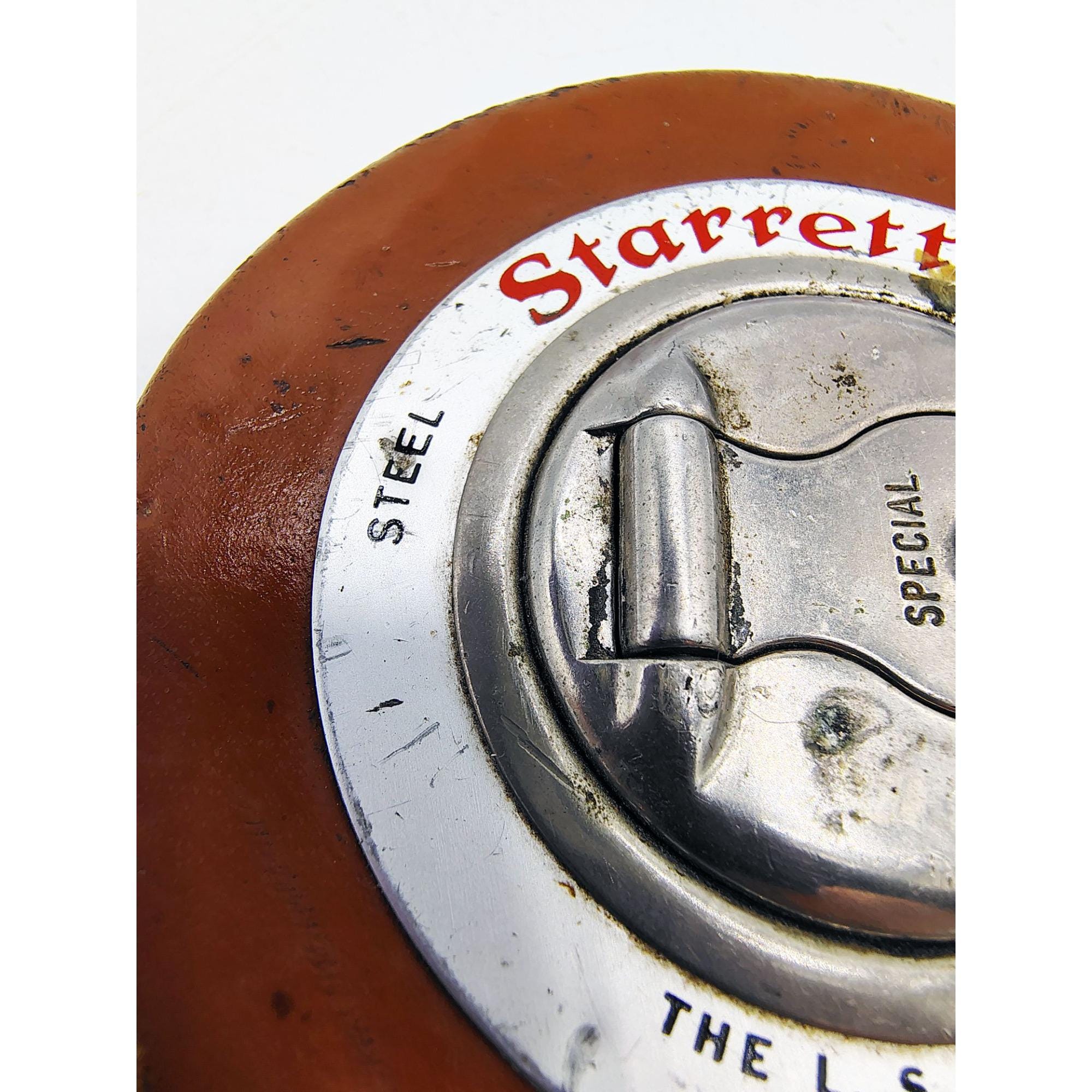 Steel Tape Measure Vintage L.S. Starrett Reel Style Leather Case Athol ...